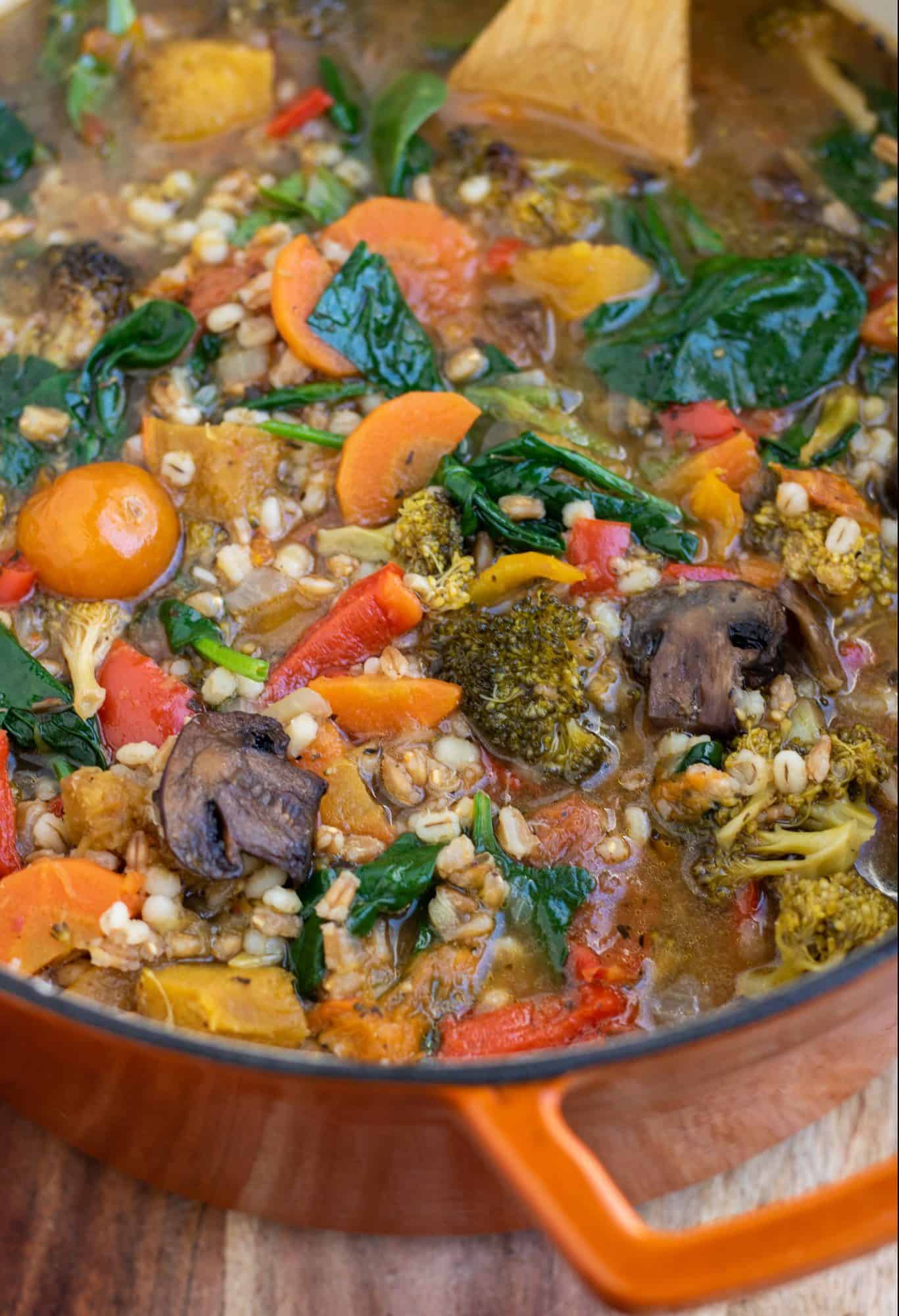 Roasted Vegetable Barley Soup - Wine a Little, Cook a Lot